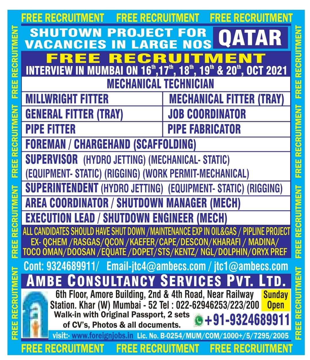 Required for Qatar — Jobs in Qatar