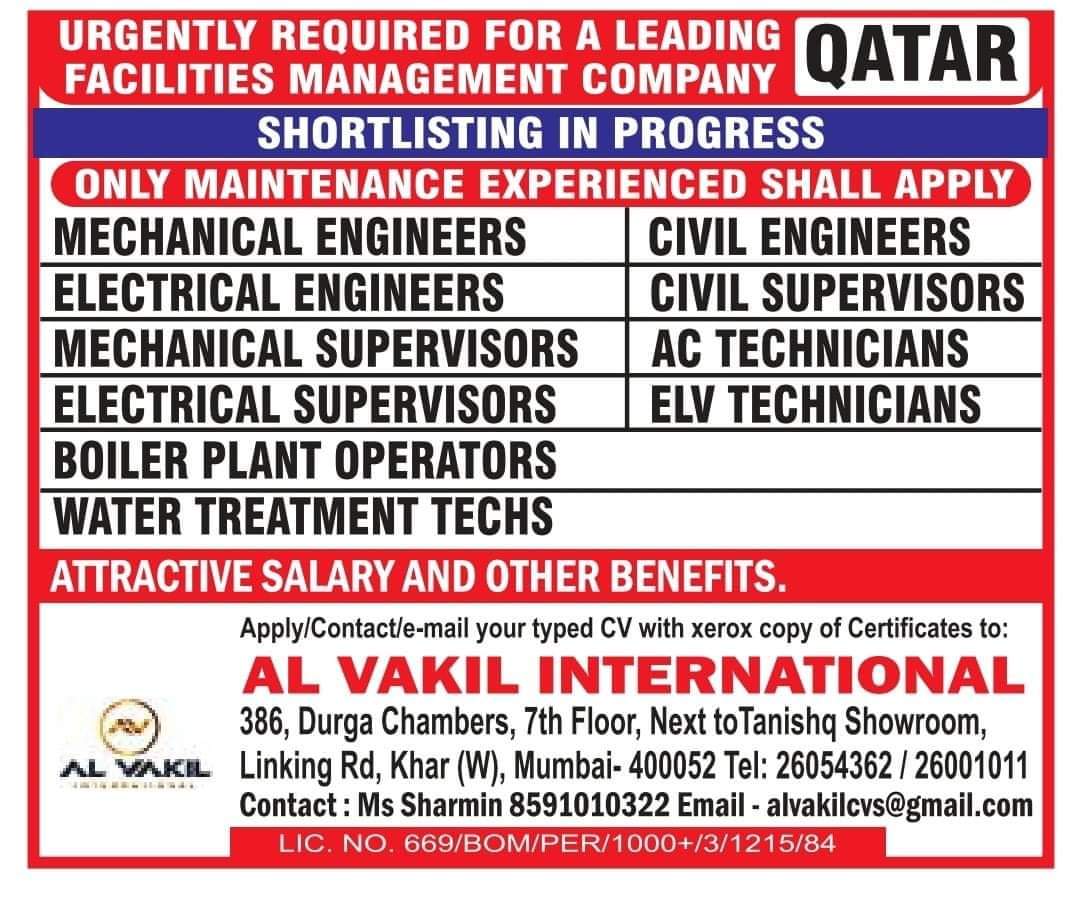 Required for Qatar — Jobs in Qatar