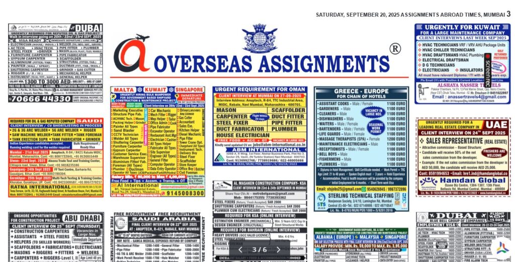 Assignment Abroad Times 20th Sept 2025 — Assignment Abroad Times